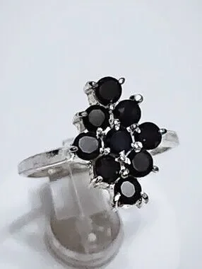 Jewelry | 10 Ct Sapphire Sterling Silver Cluster Ring Size 65 | Poshmark